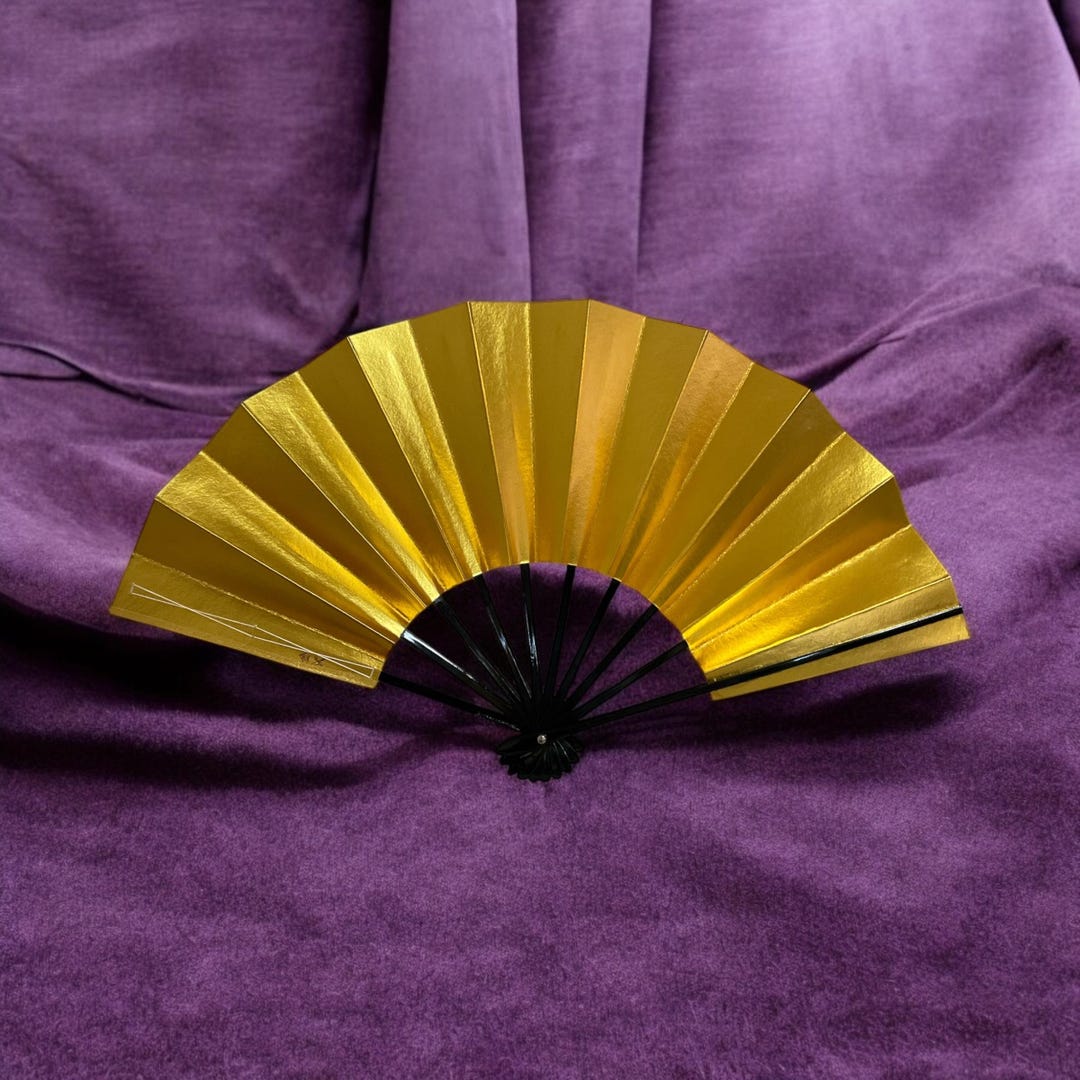 Vintage Folding Hand Fan, Sensu, Japanese Folding Hand Fan, Gold Hand ...