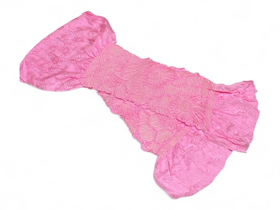Vintage Obiage, Japanese Pink Silk Fabric, Silk Belt, Floral Obiage ...