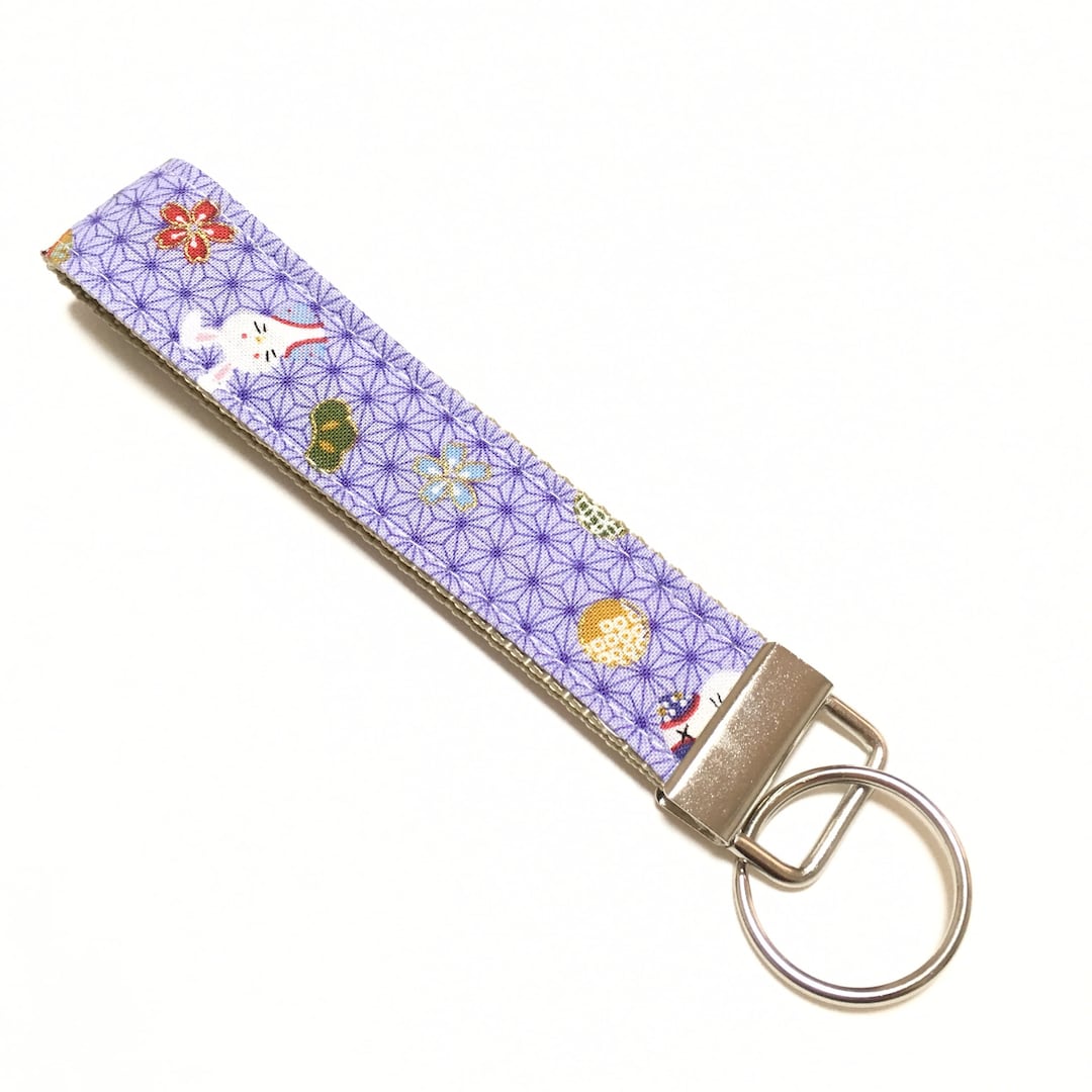 Wristlet Key Fob, Japanese Key Fob, Japanese Rabbit Fabric Key Chain ...
