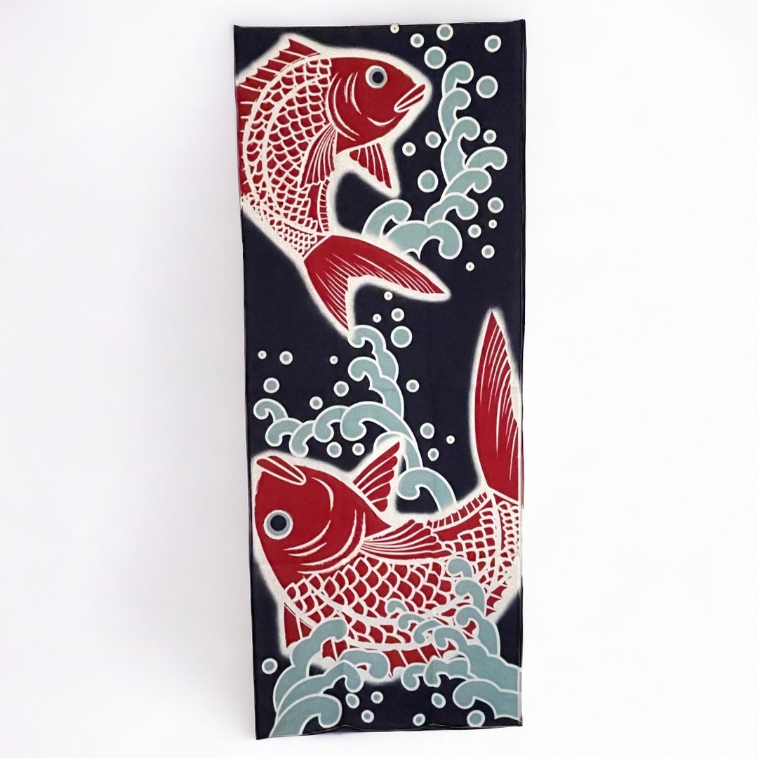 Tenugui, a Red Snapper Fabric, Wrapping Cloth, Fish, Japanese Fabric ...