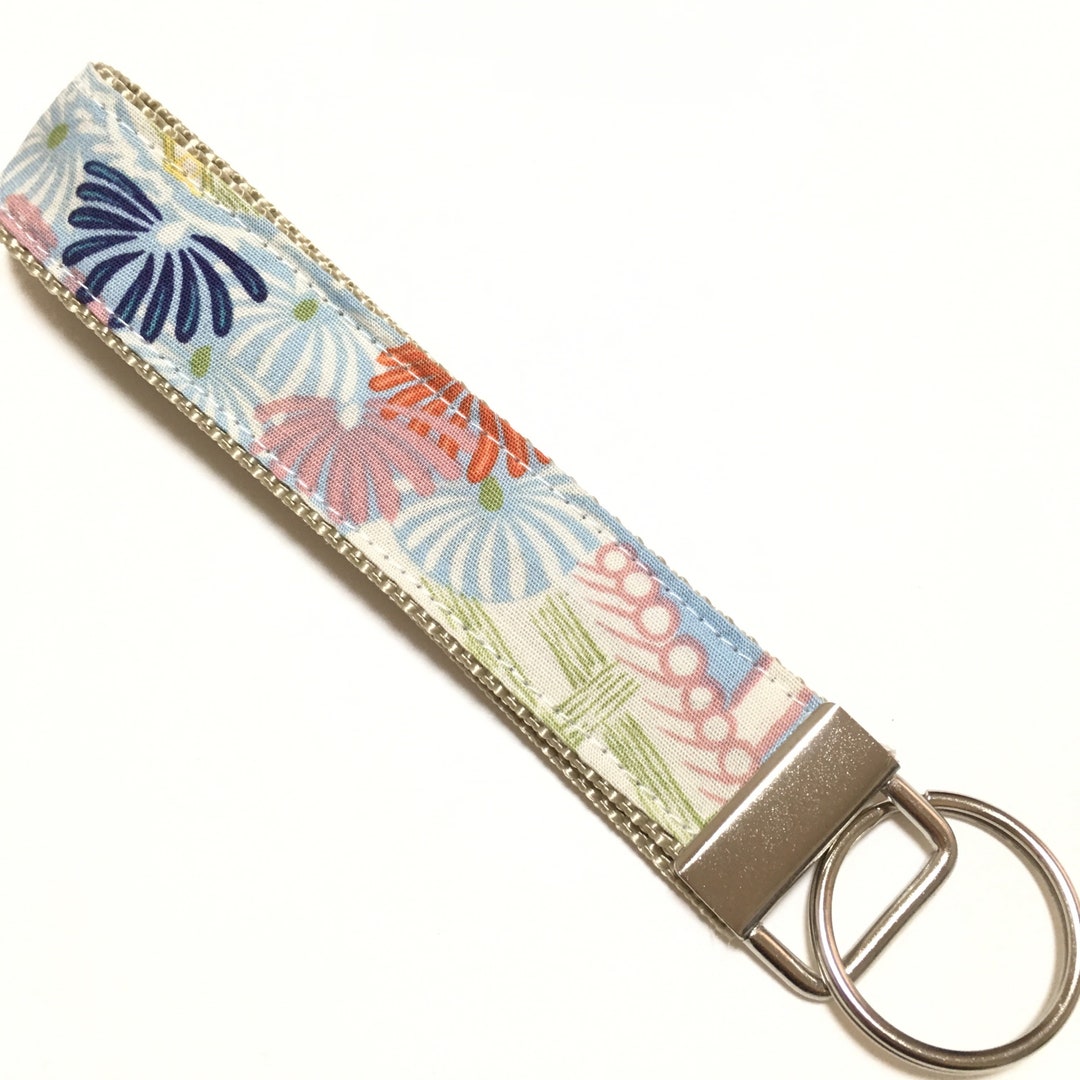 Wristlet Key Fob, Japanese Pattern, Fabric Key Chain, Japanese Kimono ...