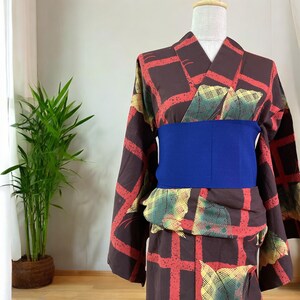 Set of Red and Brown Yukata and Obi Belt, Vintage Yukata and Obi ...