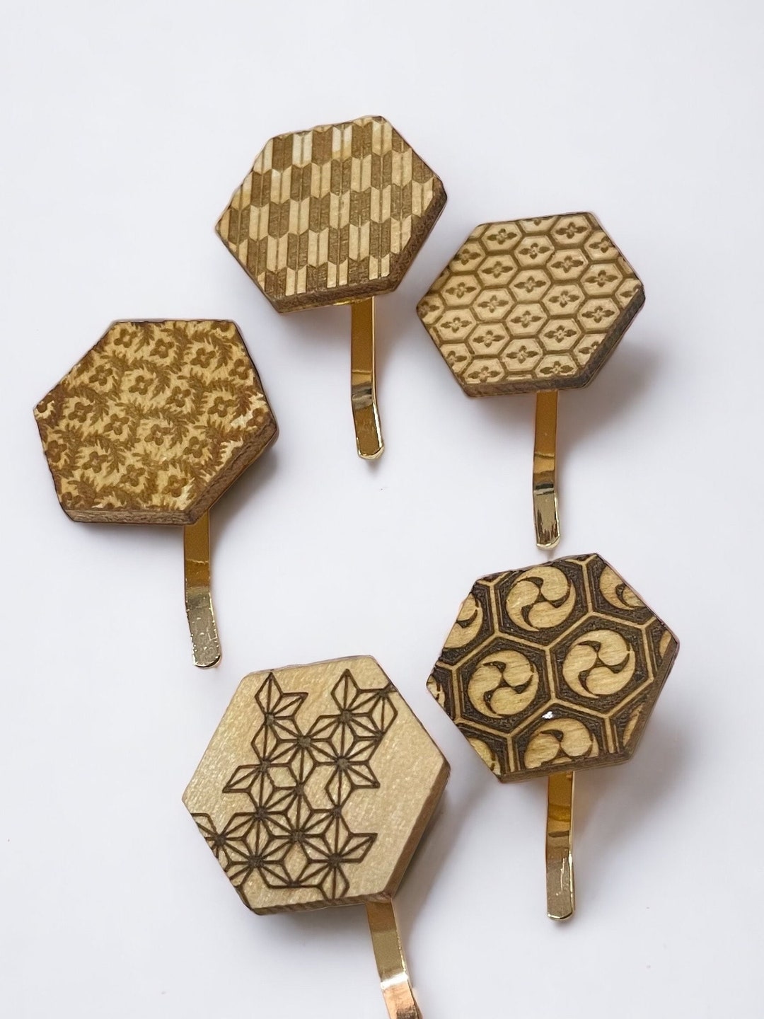 Set of 5 Japanese Traditional Pattern Hair Pin, Japanese Gift, Small ...