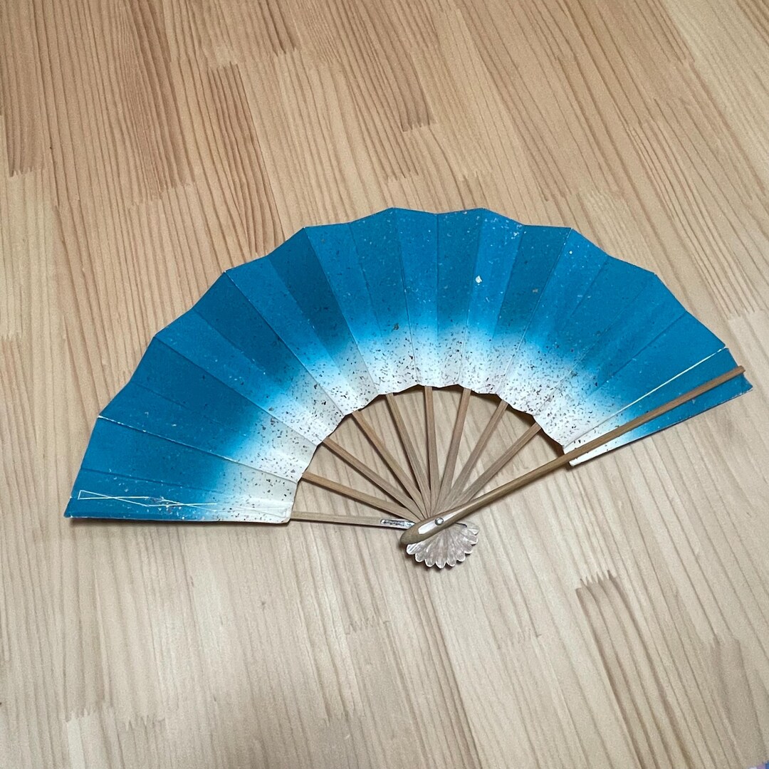 Vintage Folding Hand Fan, Sensu, Japanese Folding Hand Fan, Blue Hand ...