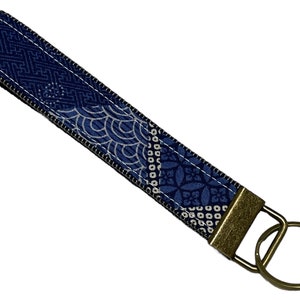 Wristlet Key Fob Japanese Key Fob Navy Blue Kasuri Pattern - Etsy