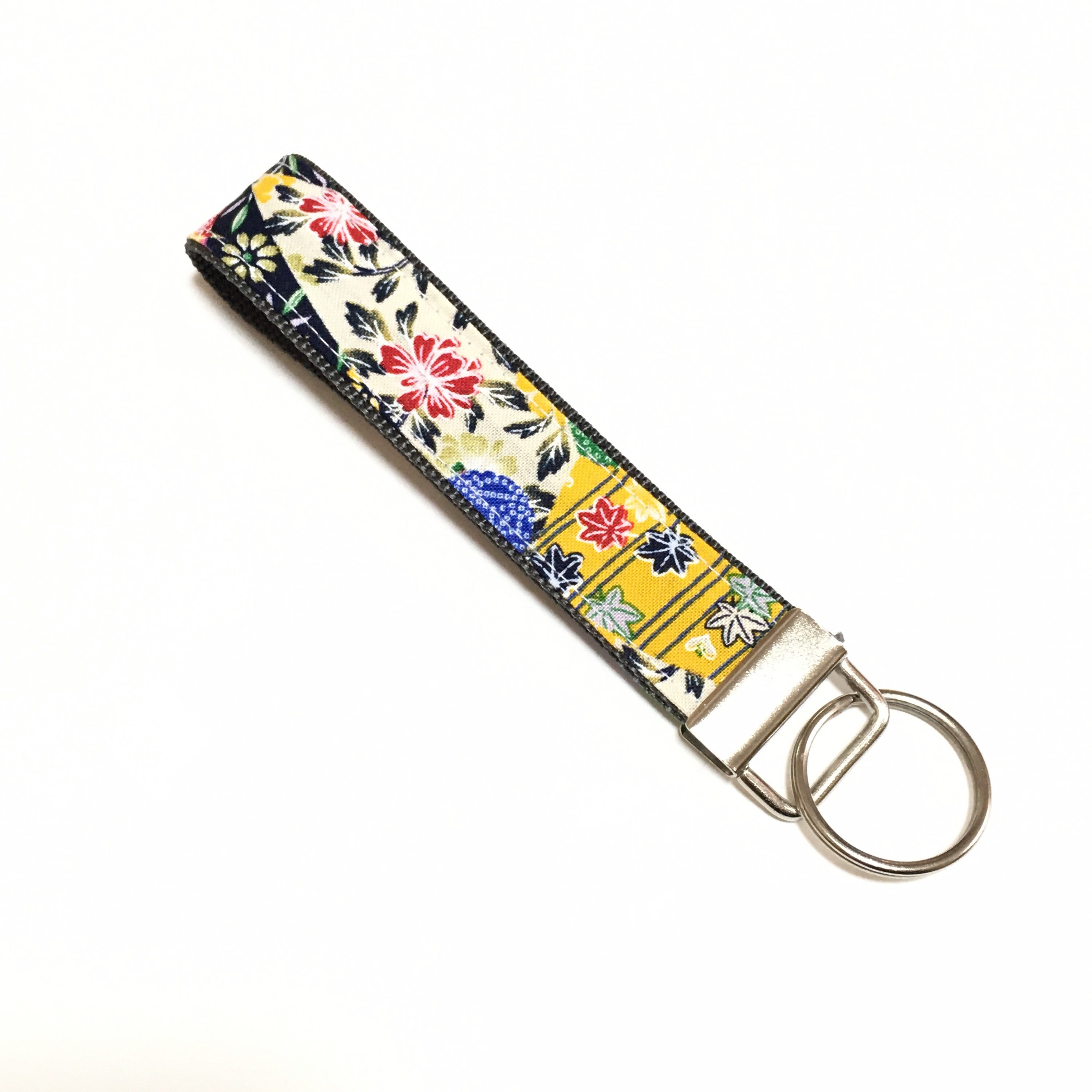 Set of 5 Wristlet Key Fob red Japanese pattern Fabric Key | Etsy