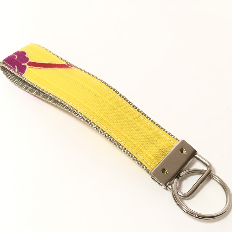 Japanese Wristlet Key Fob Fabric Keychain Yellow Japanese - Etsy