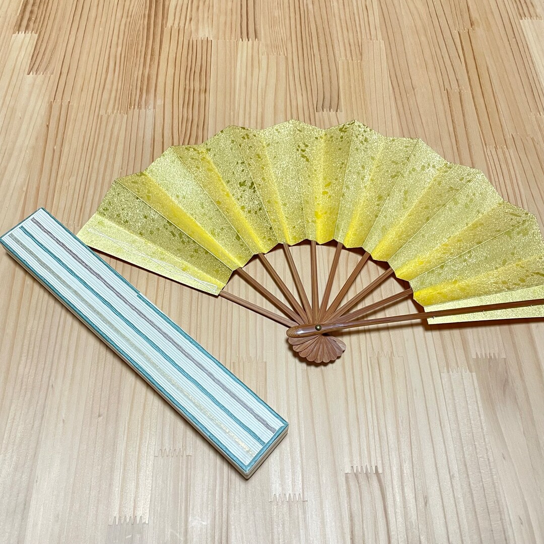 Vintage Folding Hand Fan, Sensu, Japanese Folding Hand Fan, Gold and ...