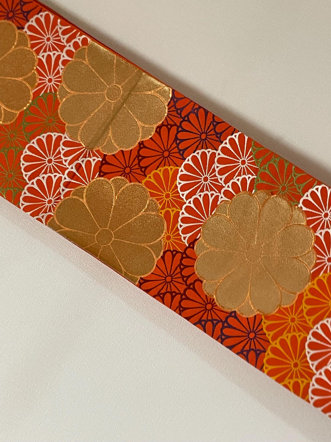 Vintage Japanese Silk Kimono Obi Belt, Red & Gold Floral - Etsy