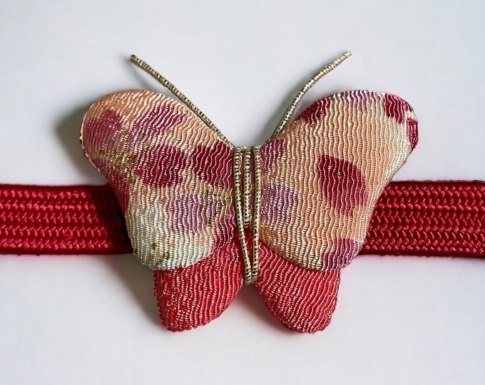 Butterfly Obidome, Japanese Chirimen Obidome, Ornament for Obijime ...