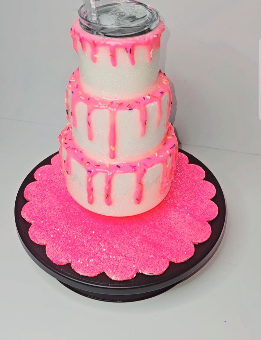 Hot Pink 3d Cake Tumbler, Epoxy Cake Kawaii With 3D Drip Tumbler/summer ...