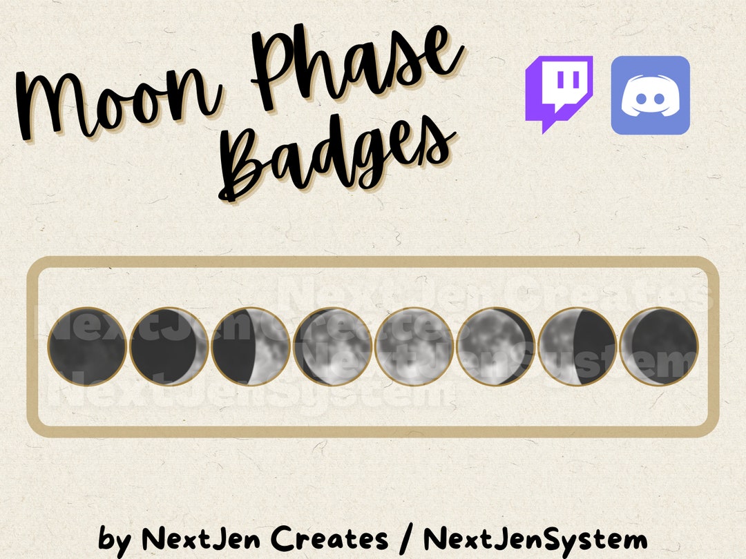 Moon Phases Twitch or Discord Badges 8 Different Badges - Etsy