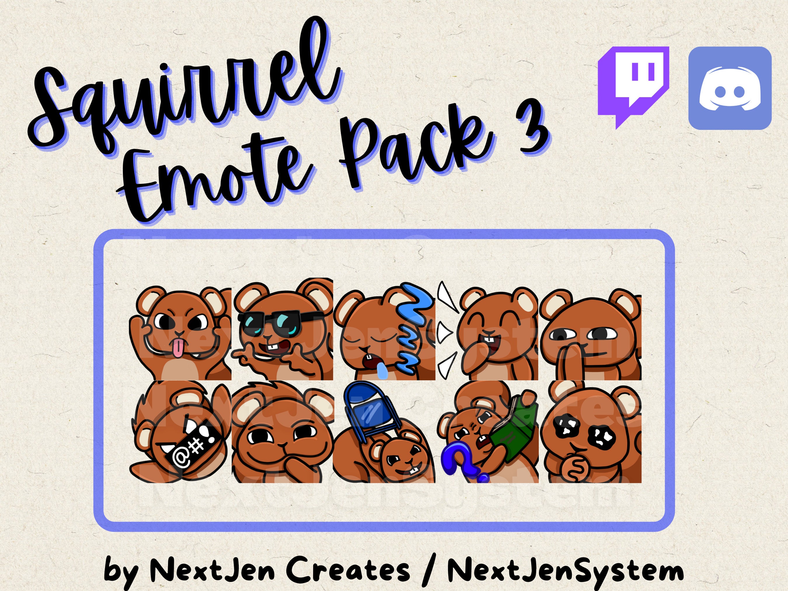 Squirrel Emote Pack 3 for Twitch and Discord - Etsy