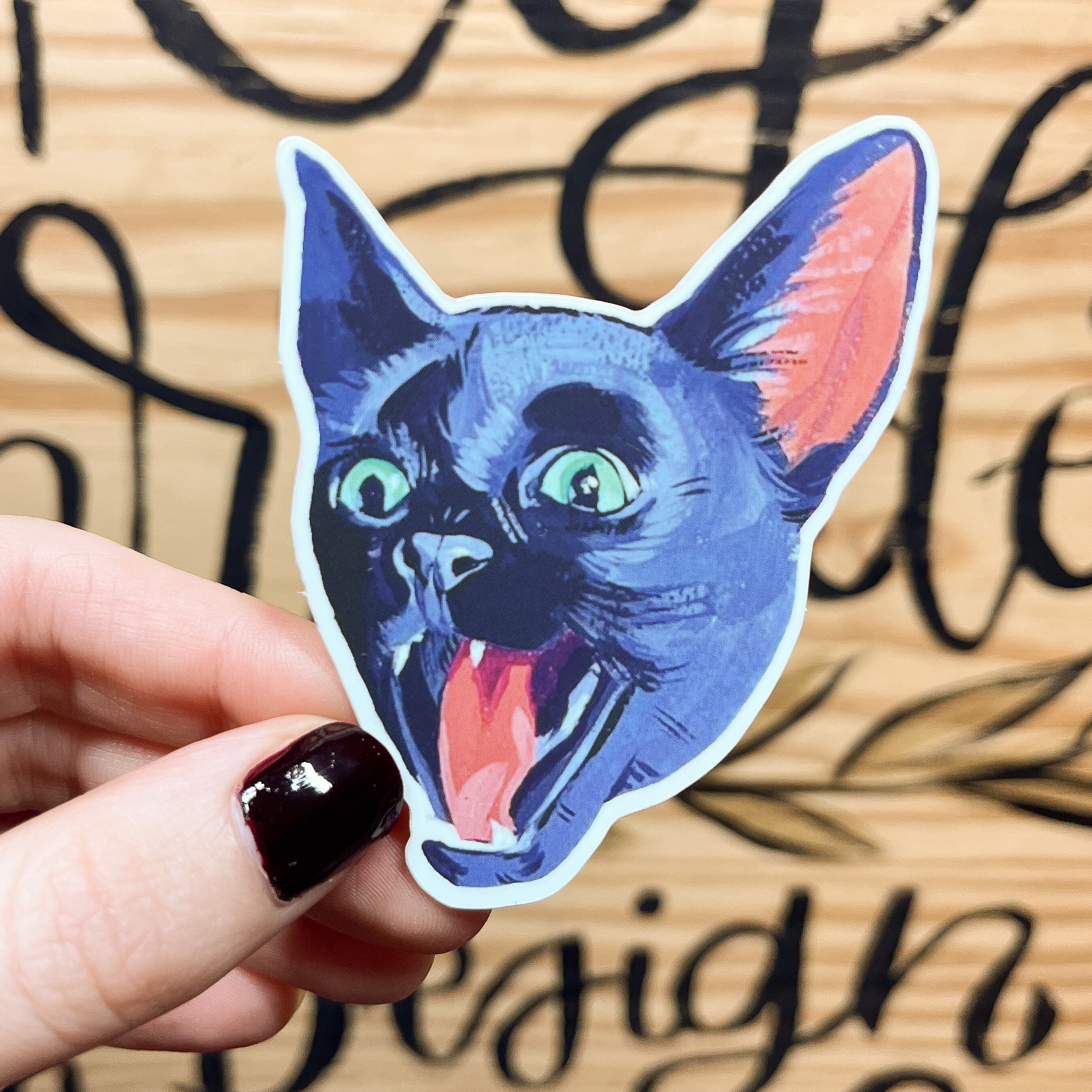 Screaming Black Cat Sticker
