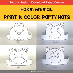 Print and Color Farm Animal Masks Kids/boys/girls/adults, Birthday ...