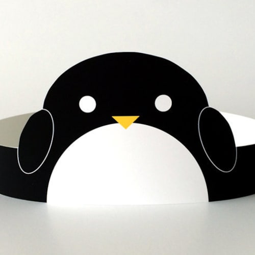 Penguin Coloring Crown Birthday Party Hat Headband Paper - Etsy
