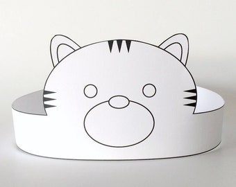 Tiger Paper Crown Coloring Printable Kids Craft Tiger Birthday - Etsy ...