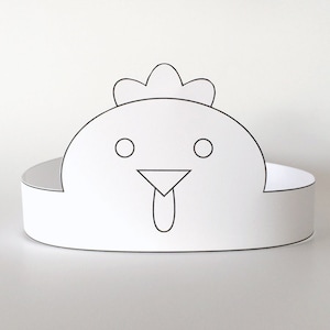 Chicken Coloring Hat, Farm Animal Birthday Party Hat, Mask, Crown ...