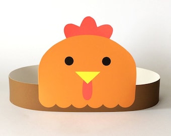 Hen Coloring Crown Chicken Farm Party Favor Barnyard | Etsy