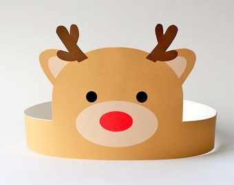Reindeer Paper Crown Printable - Etsy