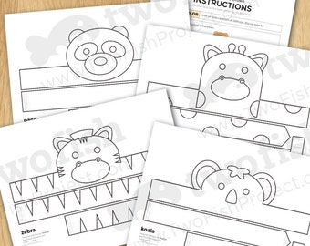 DIY Coloring Mask Printable Paper Crown Kit Kids Birthday | Etsy
