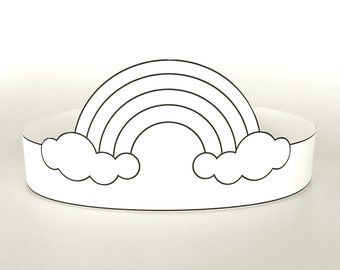 Rainbow Birthday Party Favor Paper Crown Printable Rainbow | Etsy