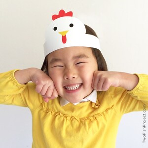 Chicken Coloring Hat, Farm Animal Birthday Party Hat, Mask, Crown ...