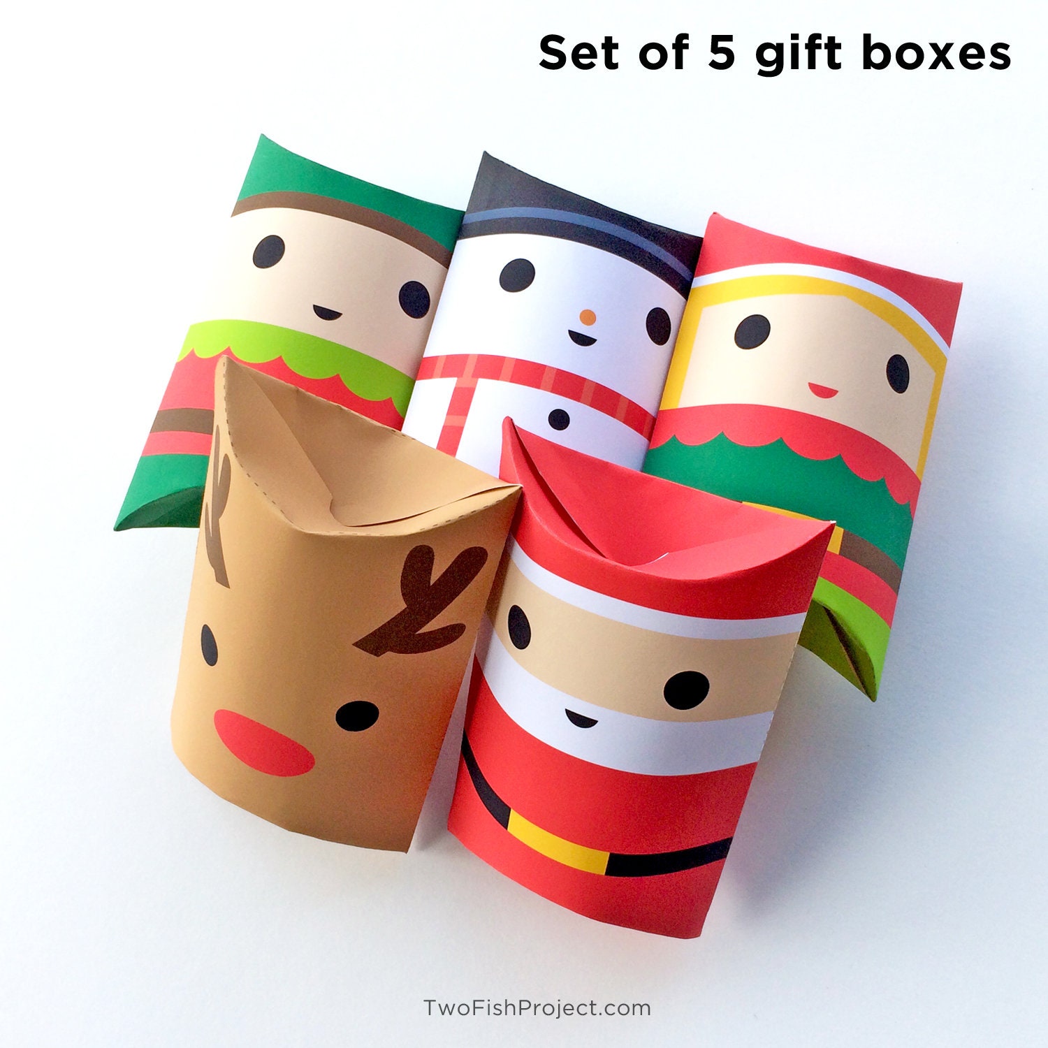 Christmas Treat Boxes Printable Pillow Box Medium Christmas | Etsy