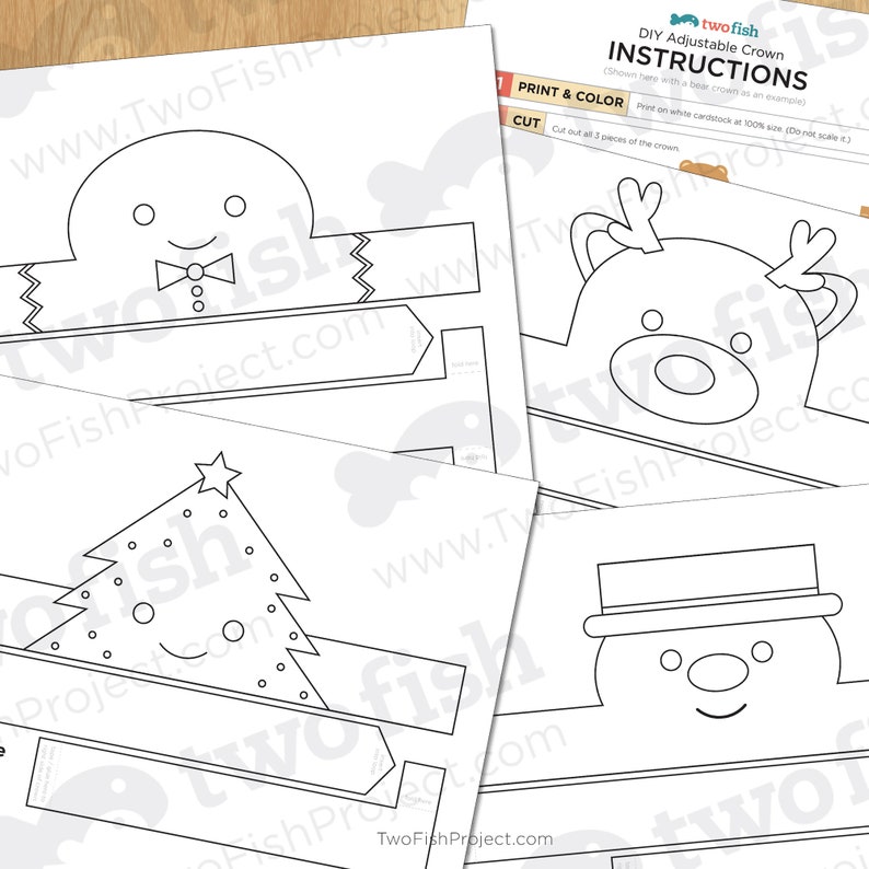 Christmas Party Hats for Kids/adults Color Me Christmas Paper - Etsy