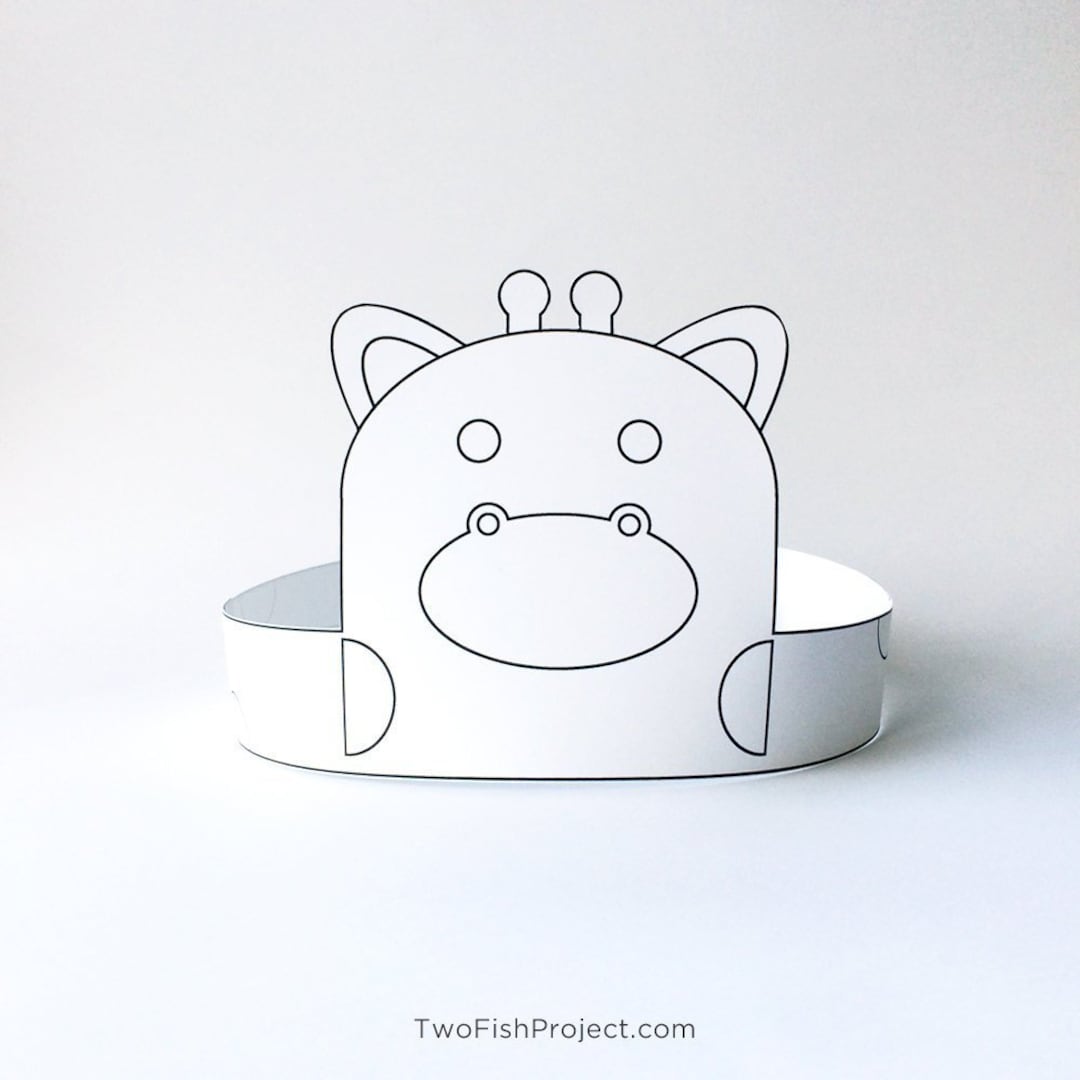 Giraffe Jungle Safari Party Coloring Hat/favor, Paper Craft for Kids ...