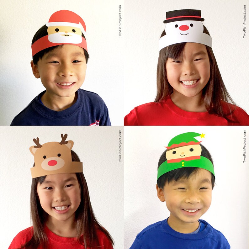 Christmas Party Hats for Kids/adults, Christmas Paper Crowns/headbands ...