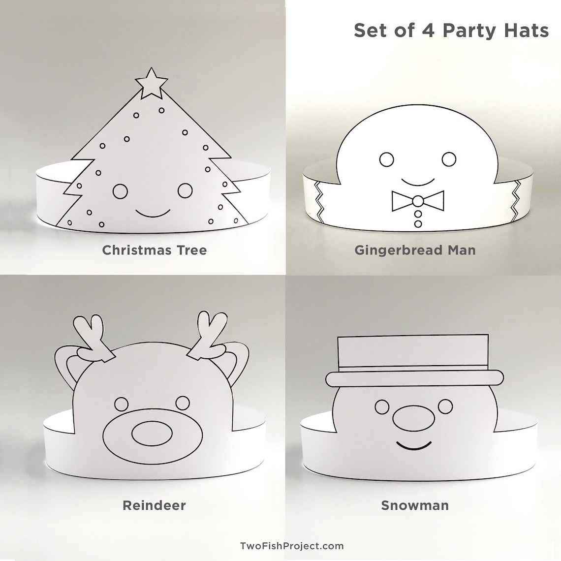 Christmas Party Hats for Kids/adults Color Me Christmas Paper - Etsy