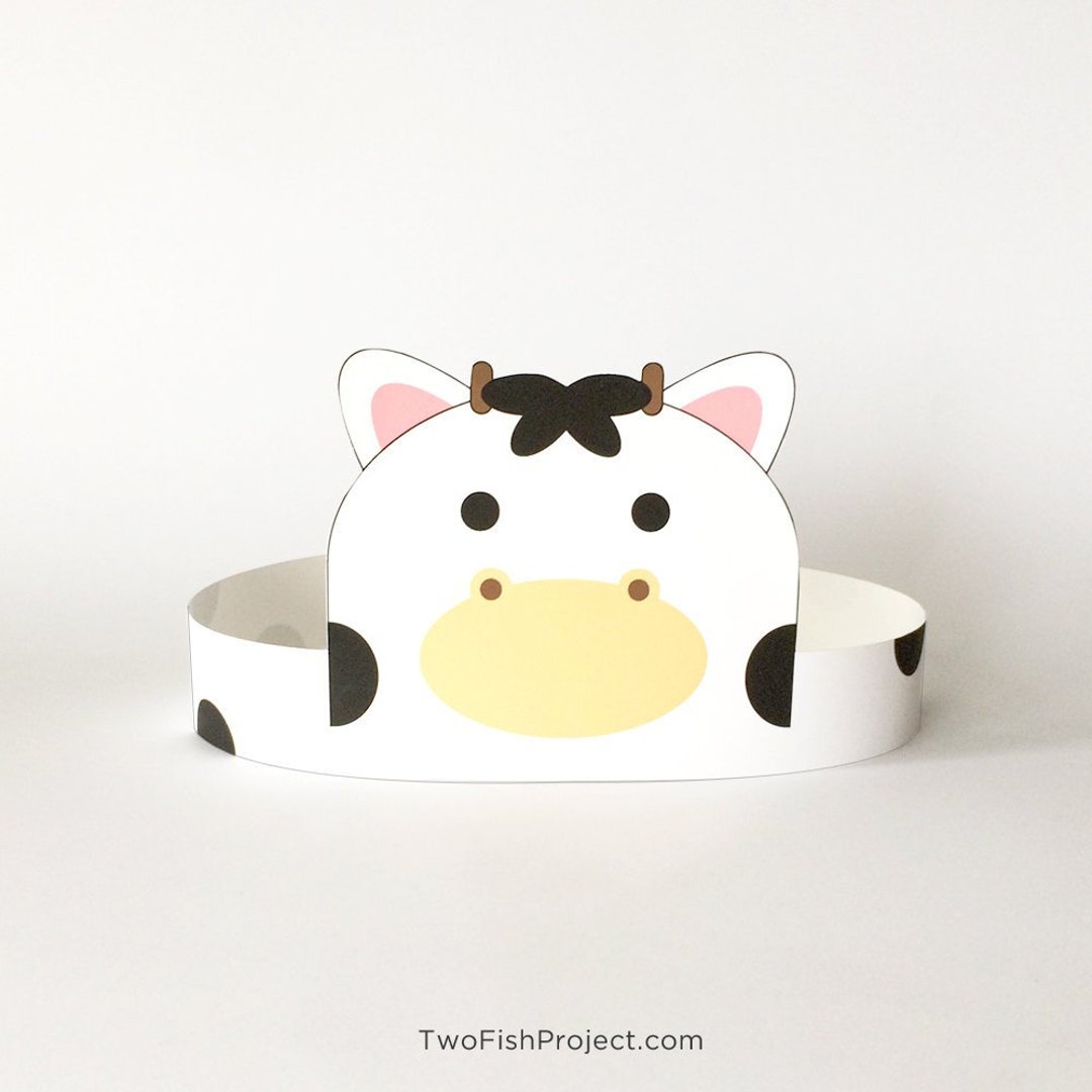 Printable Cow Headband/mask, Kids/toddler/girl Farm Birthday Party Hat ...