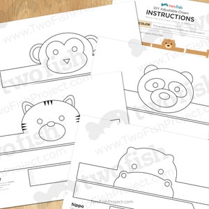 Print and Color Jungle Animals Birthday Party Paper Crown/hat ...