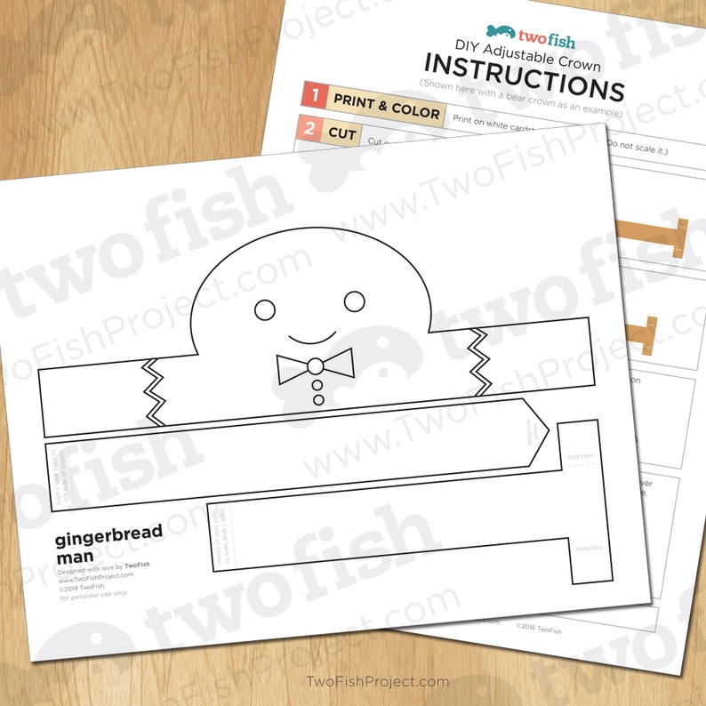 Gingerbread Man Color Me Paper Crown/hat/headband Printable - Etsy