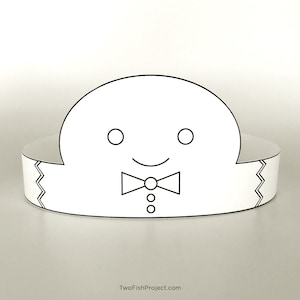 Gingerbread Man Color Me Paper Crown/hat/headband Printable, Holiday ...