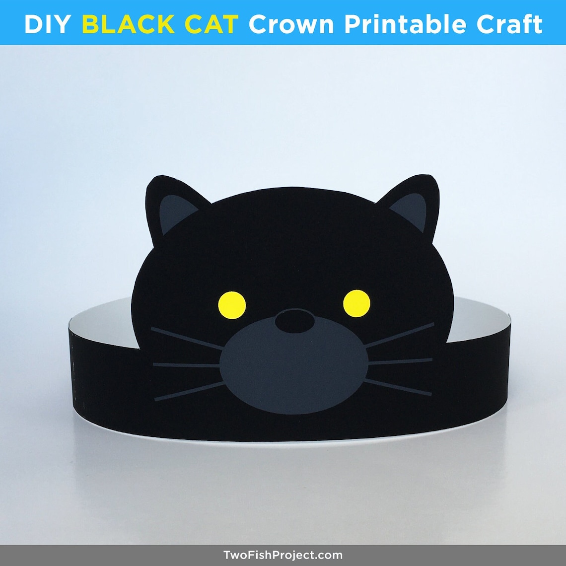 Black Cat Halloween Paper Crown, DIY Kids Halloween Costume ...