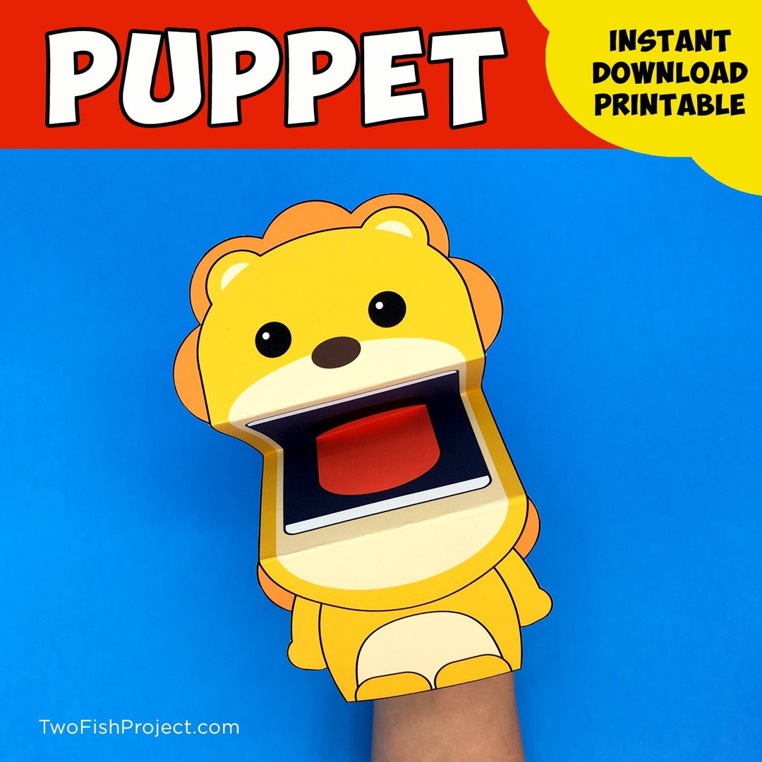 Lion Printable Paper Puppet, Preschool / Kindergarten Hand Puppet Craft ...