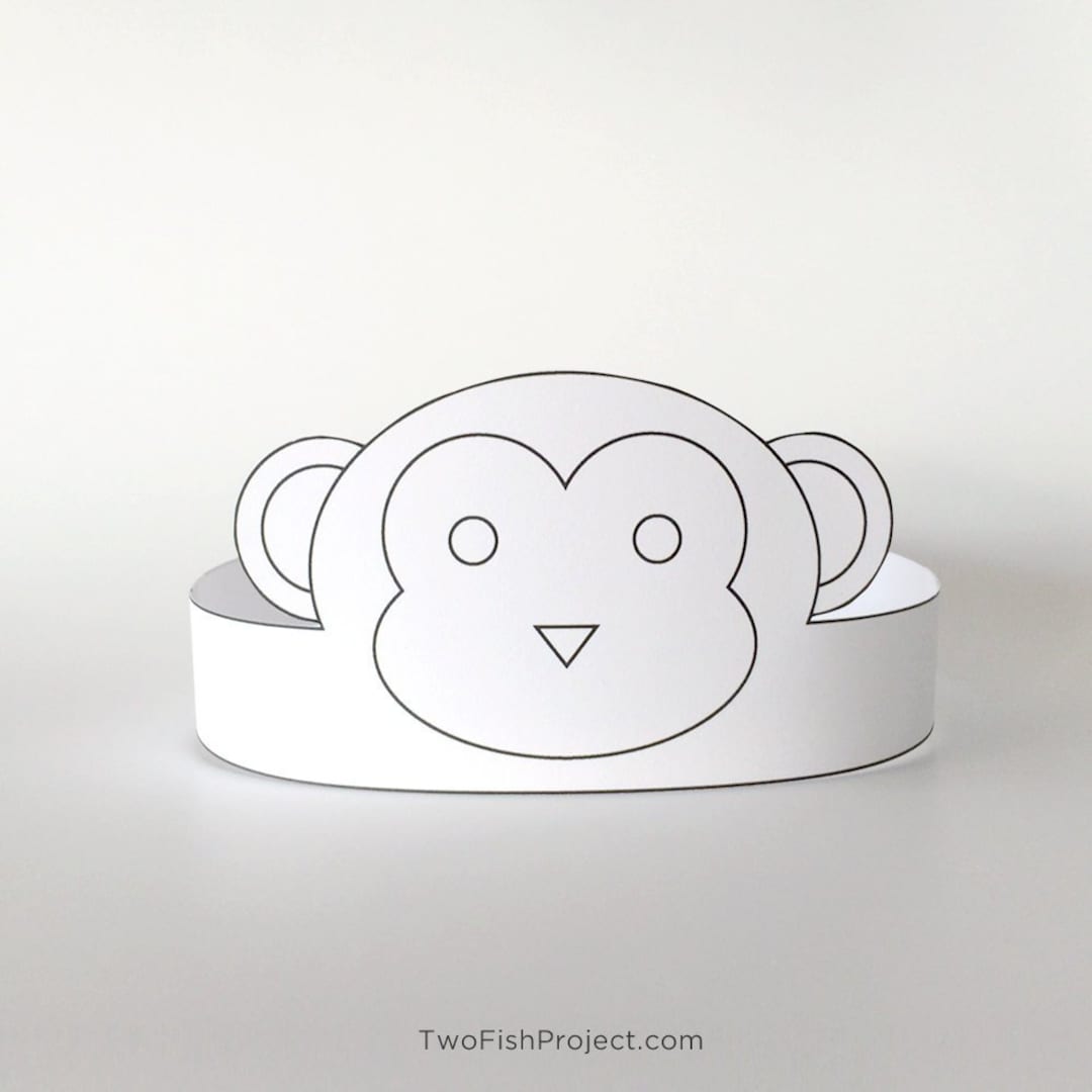 Monkey Coloring Mask Party Favor, Safari Mask, Jungle Party Hat ...