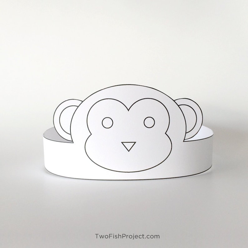Monkey Coloring Mask Party Favor, Safari Mask, Jungle Party Hat ...