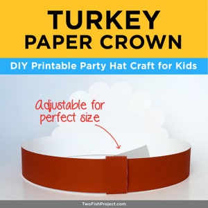Thanksgiving Turkey Paper Crown, Kids Harvest Costume, Kindergarten ...