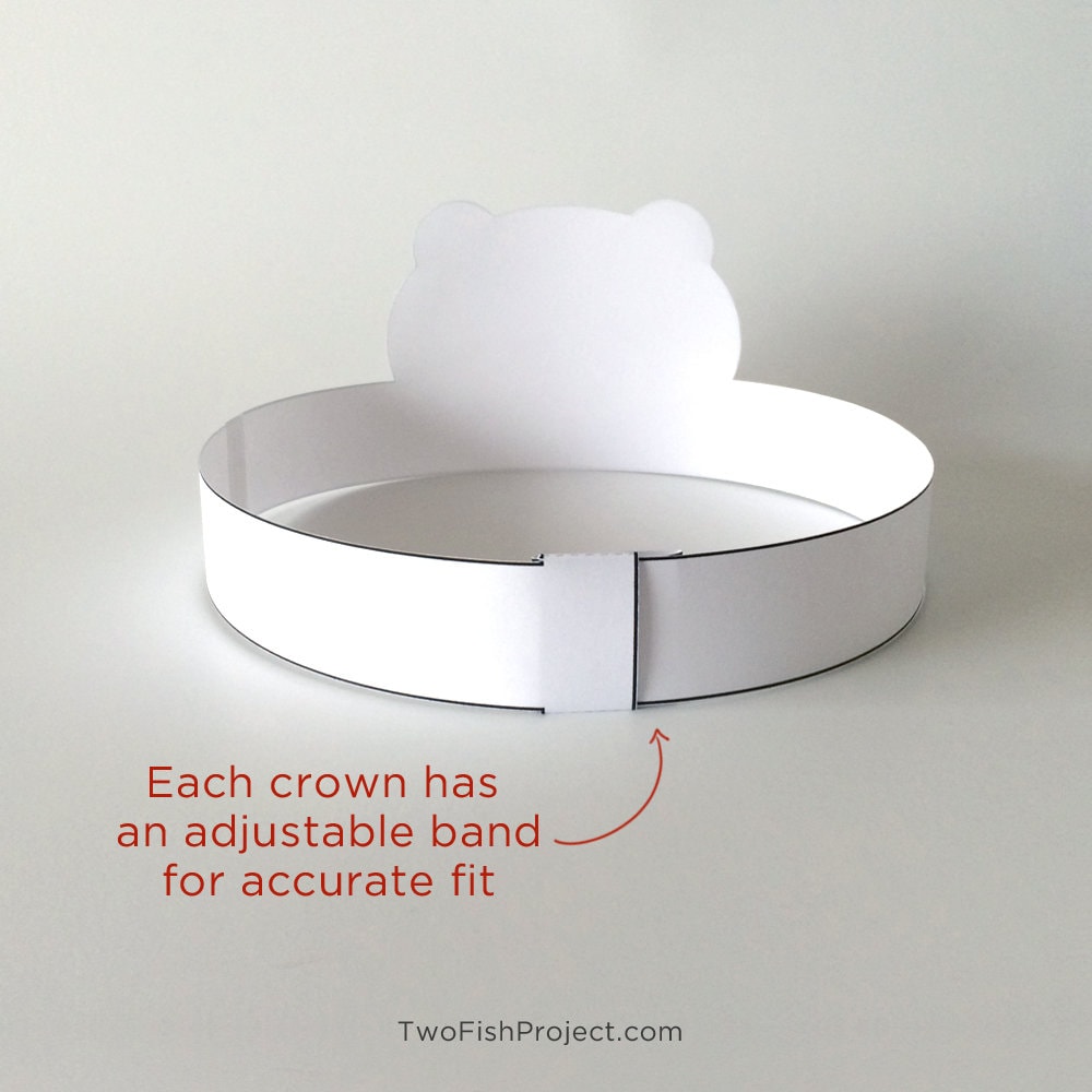 Bear Coloring Paper Crown Woodland Party Party Hat Bear | Etsy Canada