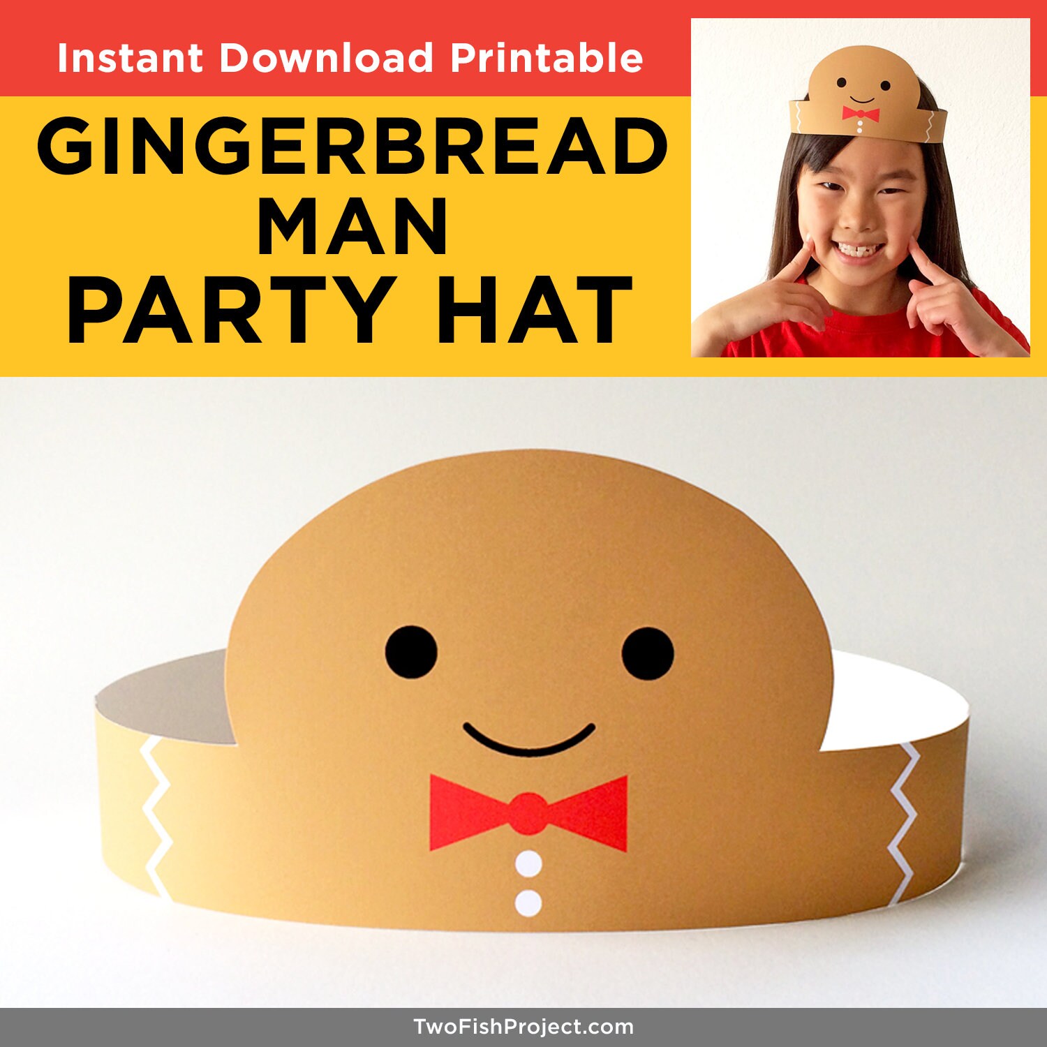 Gingerbread Man Paper Crown/hat/headband Printable, Holiday/christmas ...
