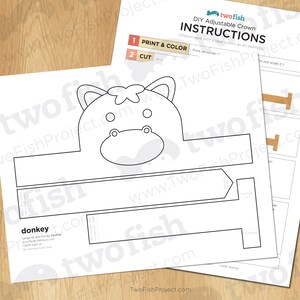 Donkey Color Me Paper Crown, Kids Costume Christmas/nativity, Printable ...