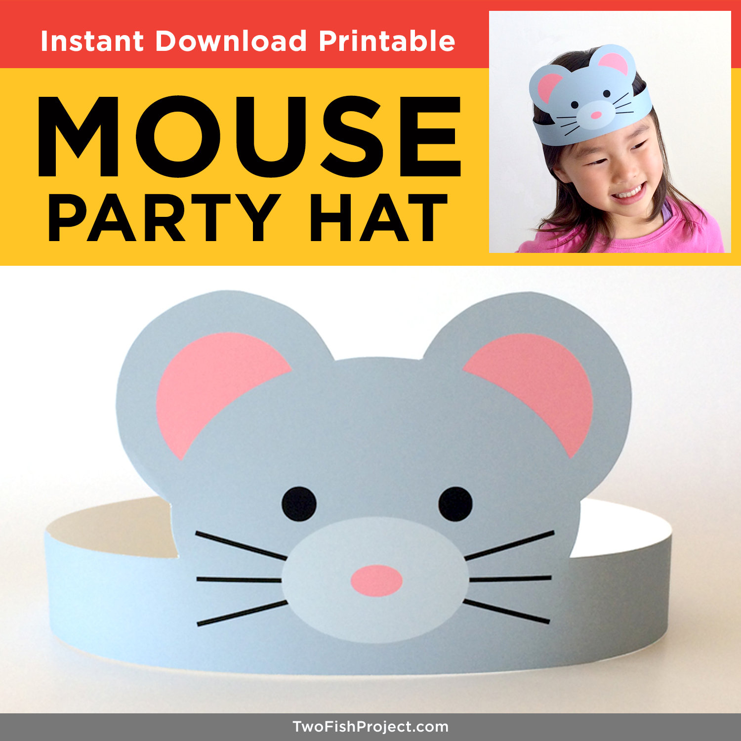 Mouse Costume Mask for Kids, Mouse Ears Headband/hat, Imaginative Play ...