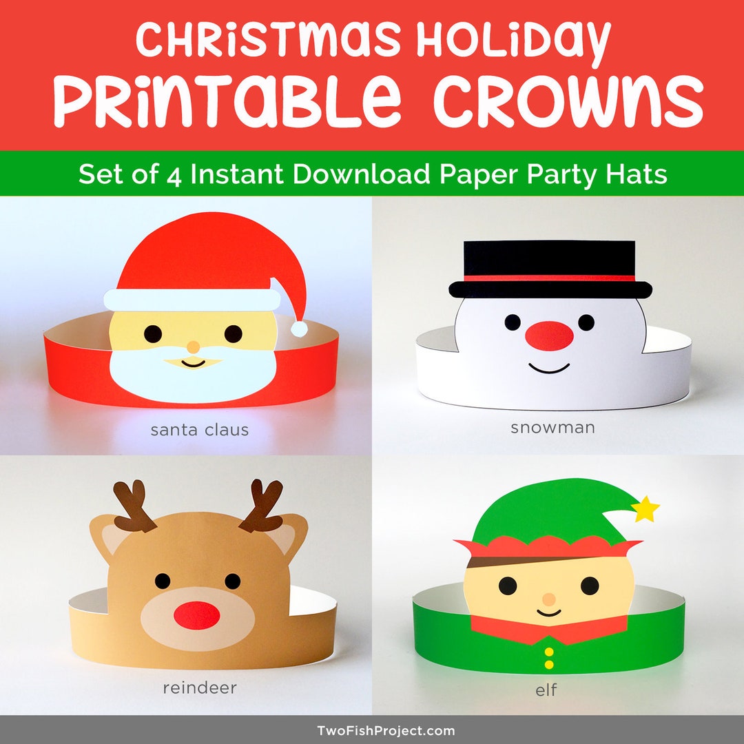 Christmas Party Hats for Kids/adults, Christmas Paper Crowns/headbands ...