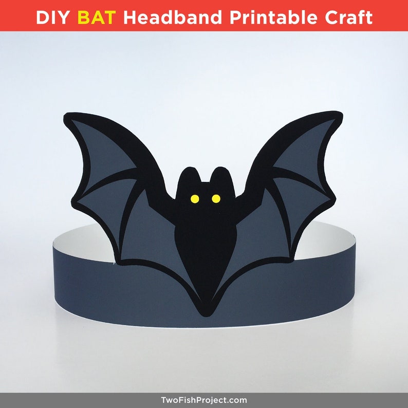 Halloween Black Bat Paper Crown, DIY Kids Halloween Costume, Printable ...