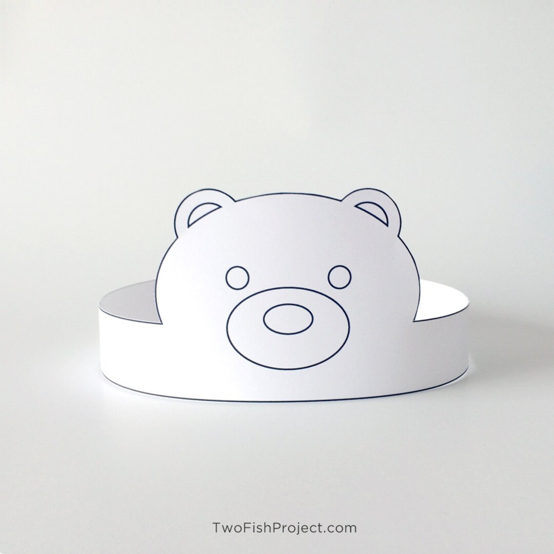Bear Coloring Paper Crown Woodland Party, Party Hat, Bear Costume/mask ...
