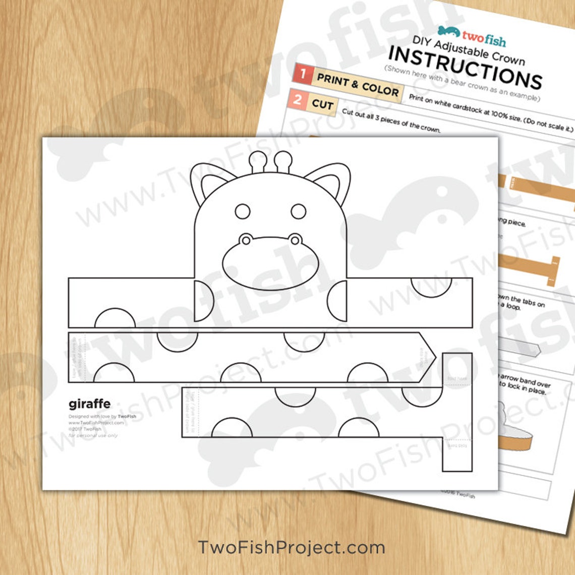 Giraffe Jungle Safari Party Coloring Hat/favor Paper Craft | Etsy