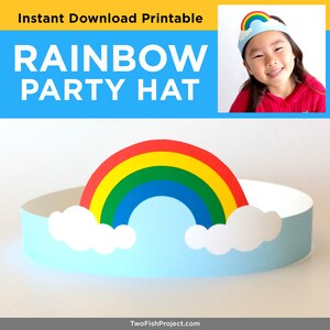 Rainbow Birthday Party Favor, Paper Crown Printable, Rainbow Party Hat ...